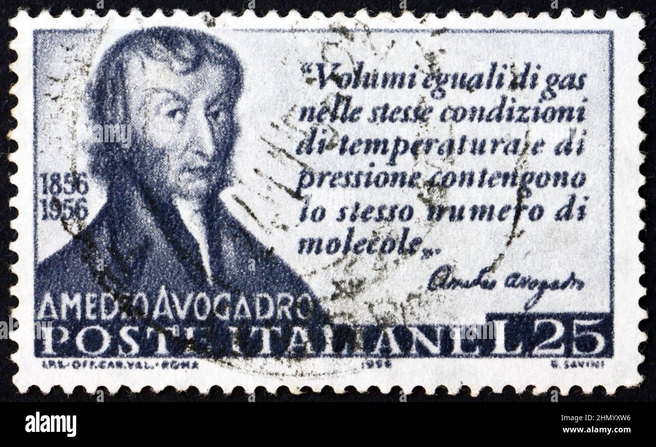ITALY - CIRCA 1956: a stamp printed in Italy shows Amedeo Avogadro, was ...