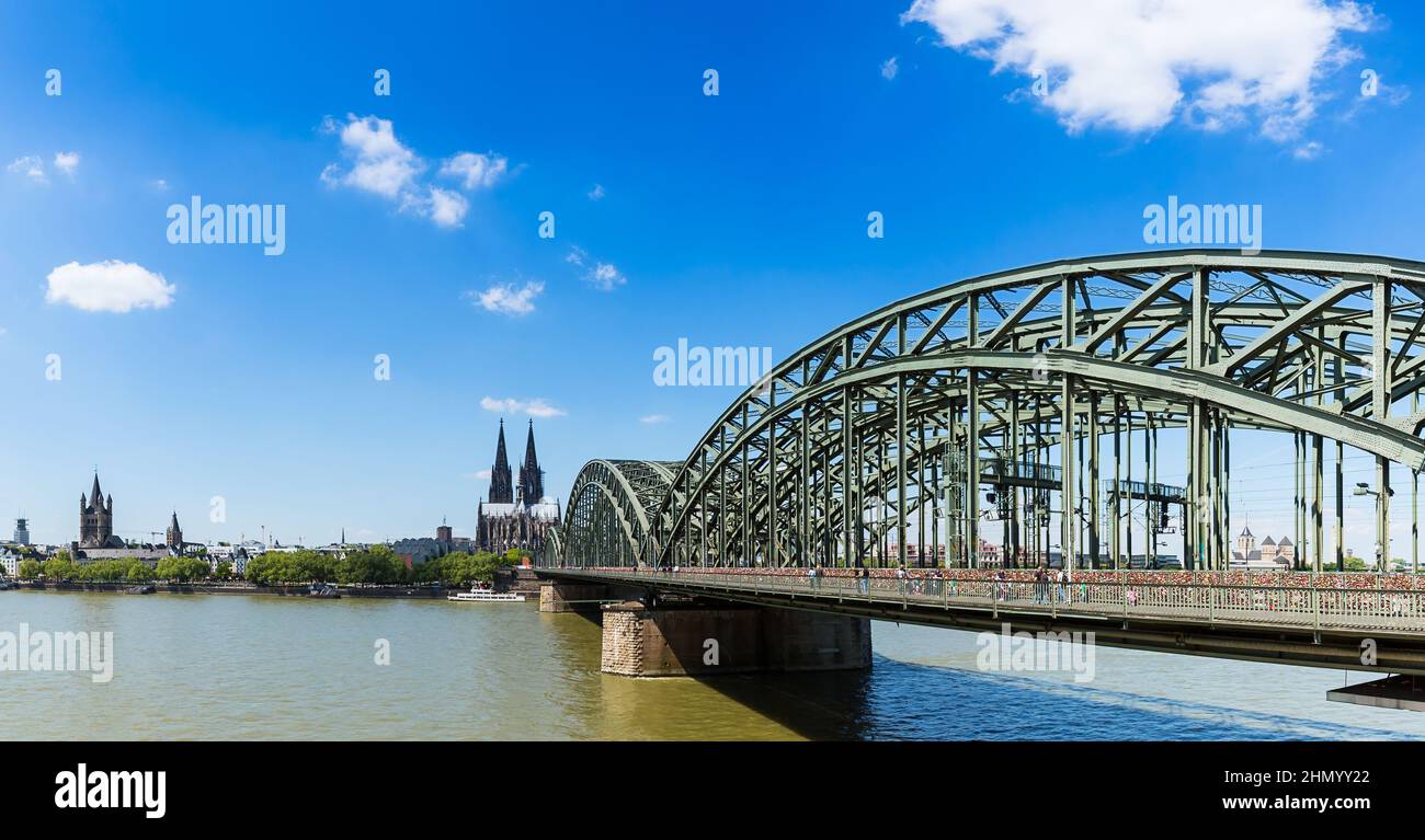 Cologne cathedral and Hohenzollern bridge panorama Stock Photo - Alamy