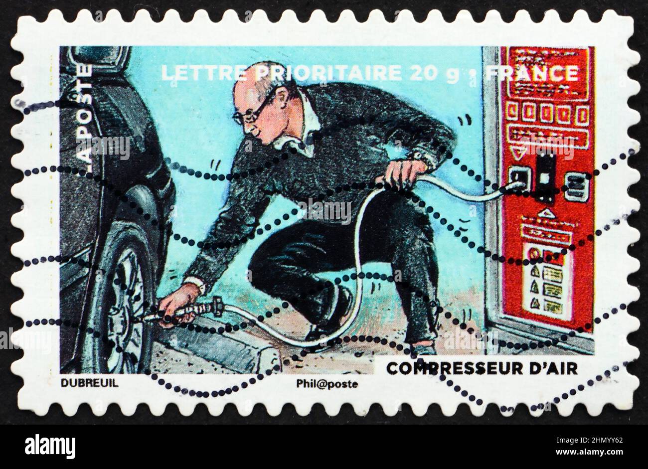 FRANCE - CIRCA 2013: a stamp printed in France shows air compressor ...