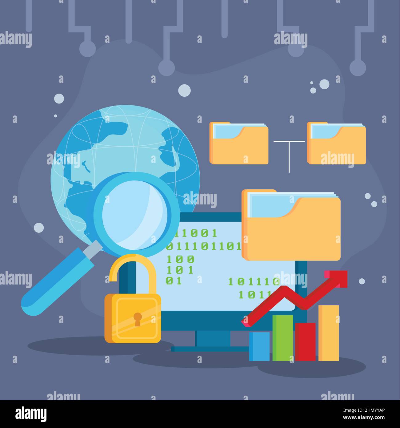 big data items card with circuits Stock Vector Image & Art - Alamy