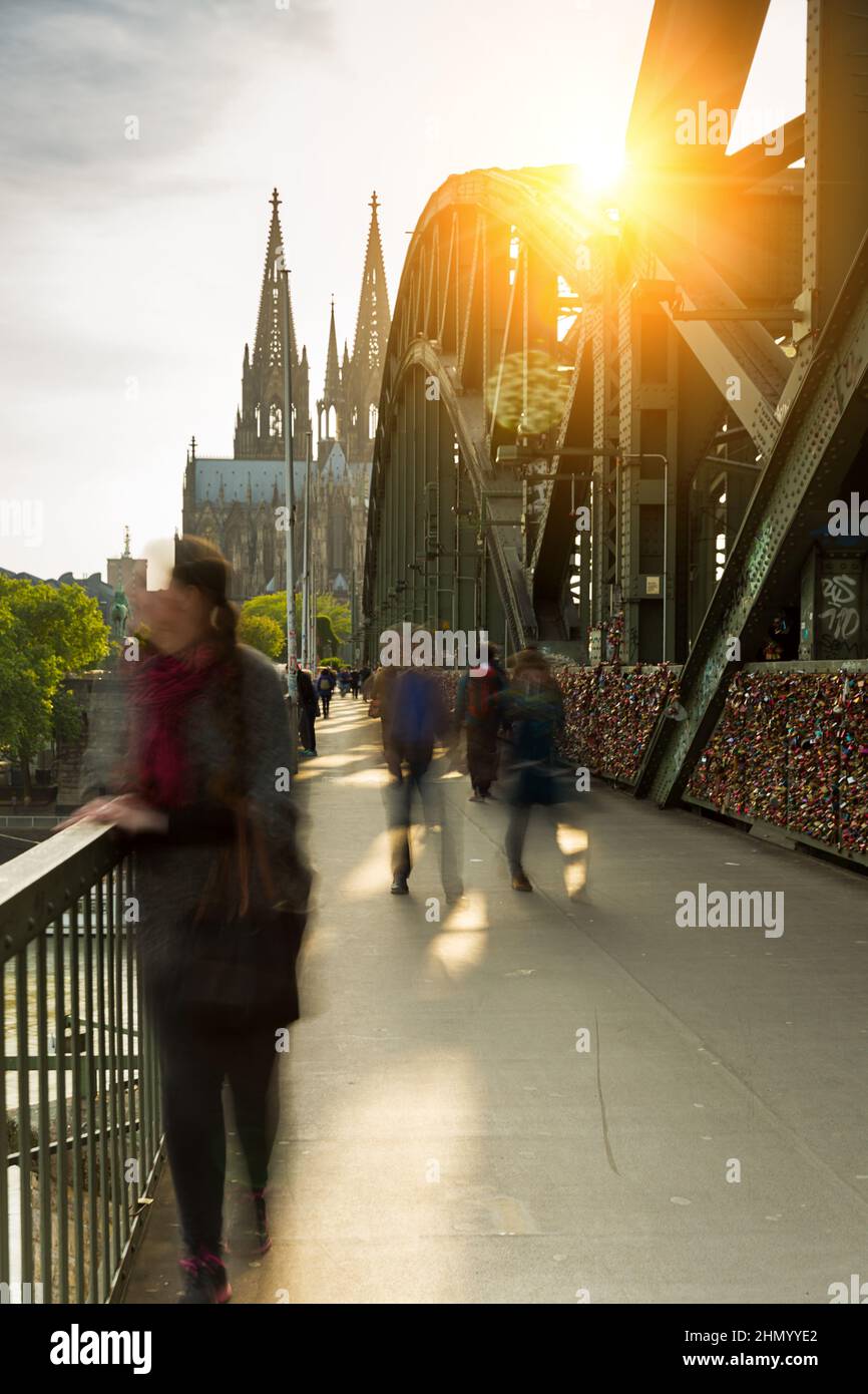 Hohenzollern bridge with love locks and cathedral in cologne Stock ...