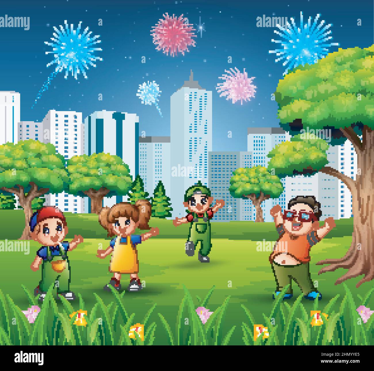 Children fireworks display Stock Vector Images - Alamy