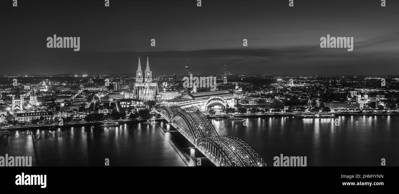 Cologne skyline view at night Stock Photo - Alamy