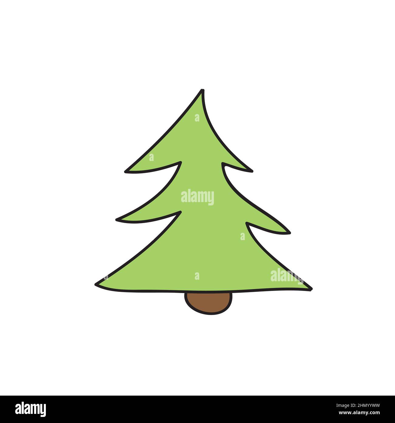Fir tree simple cartoon icon. Vector illustration on a white background ...