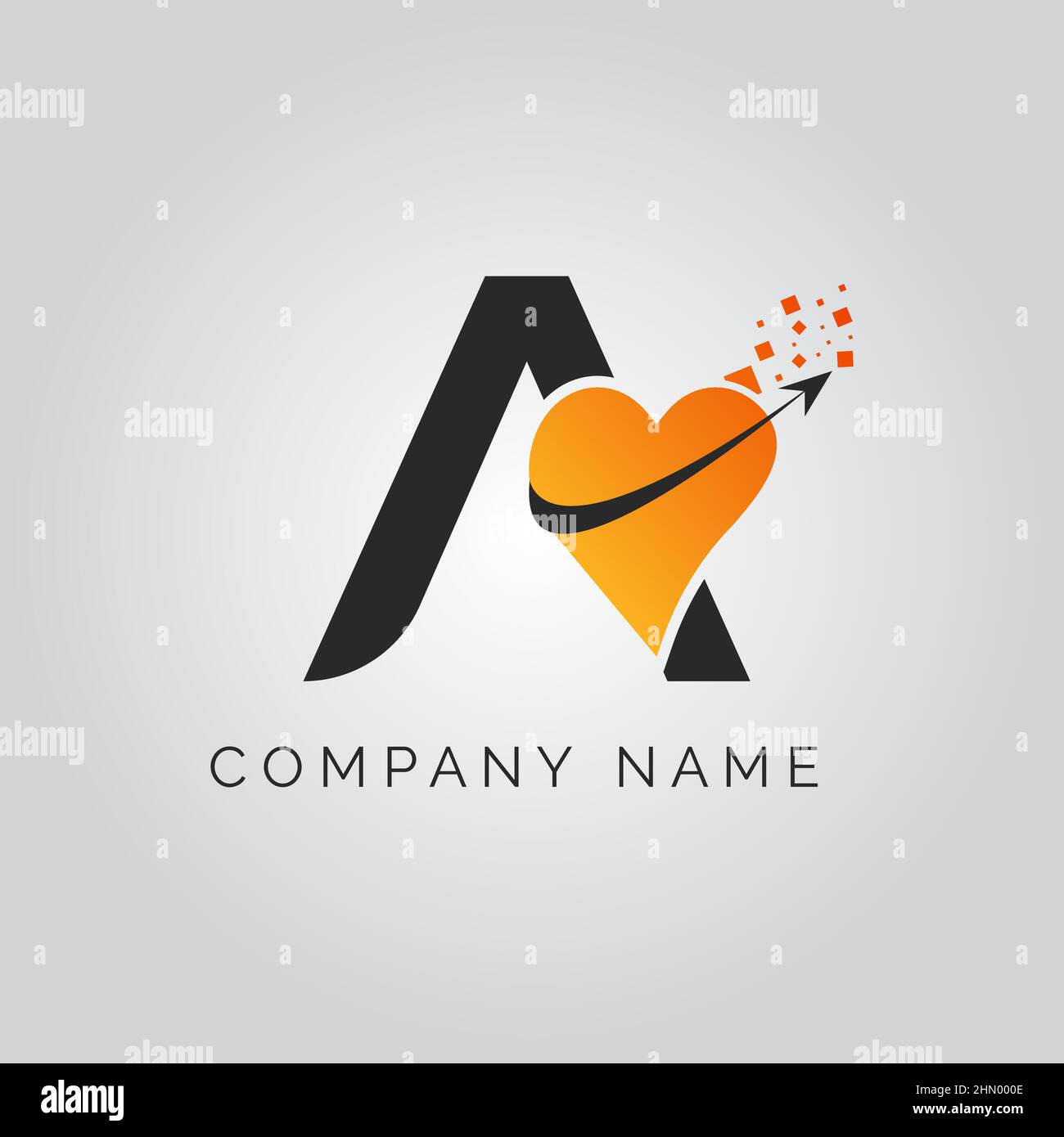 Initial letter a logo with creative love sign biotech typography vector ...