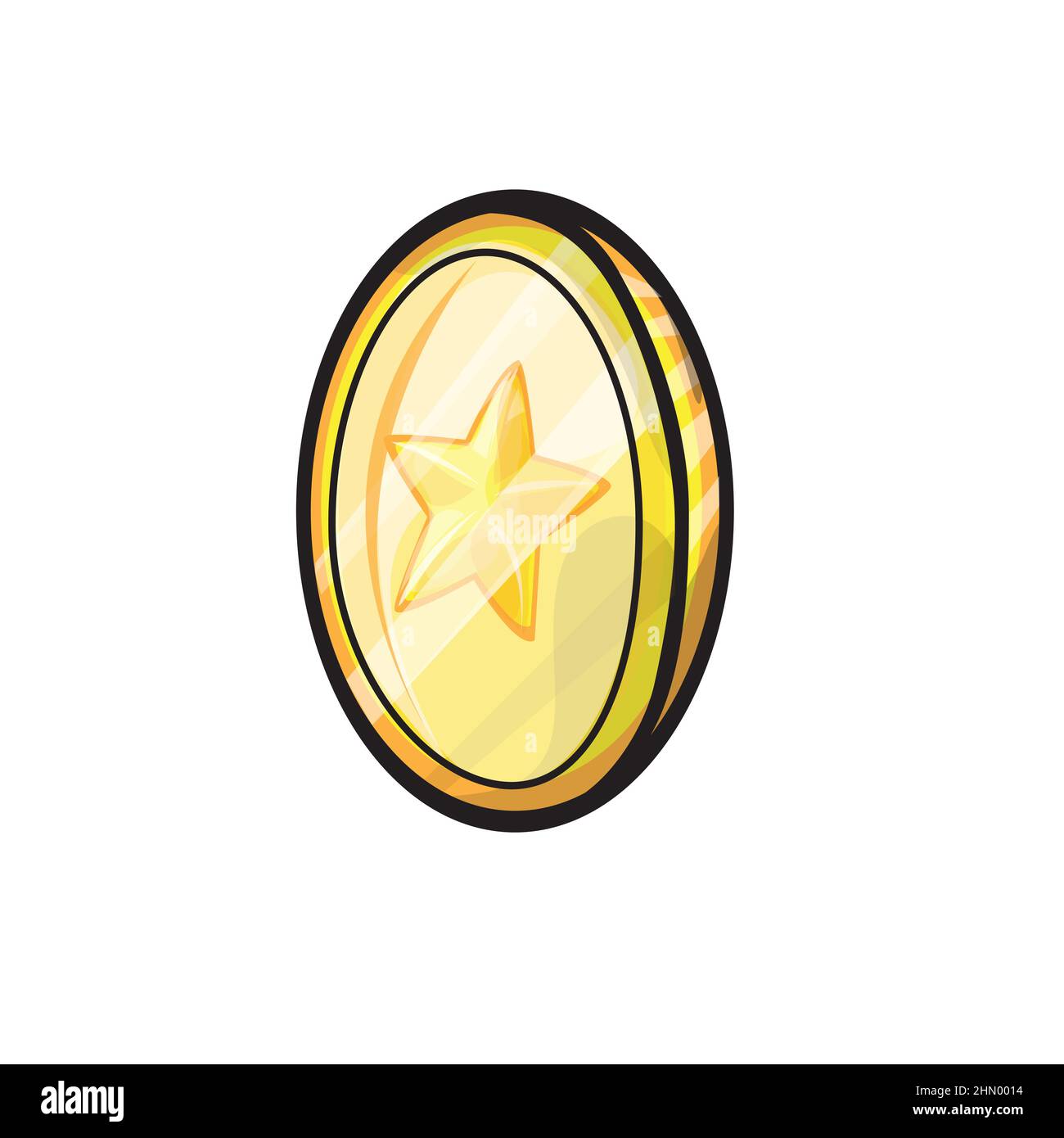 Gold game coin with the star. Graphic user interface design element ...