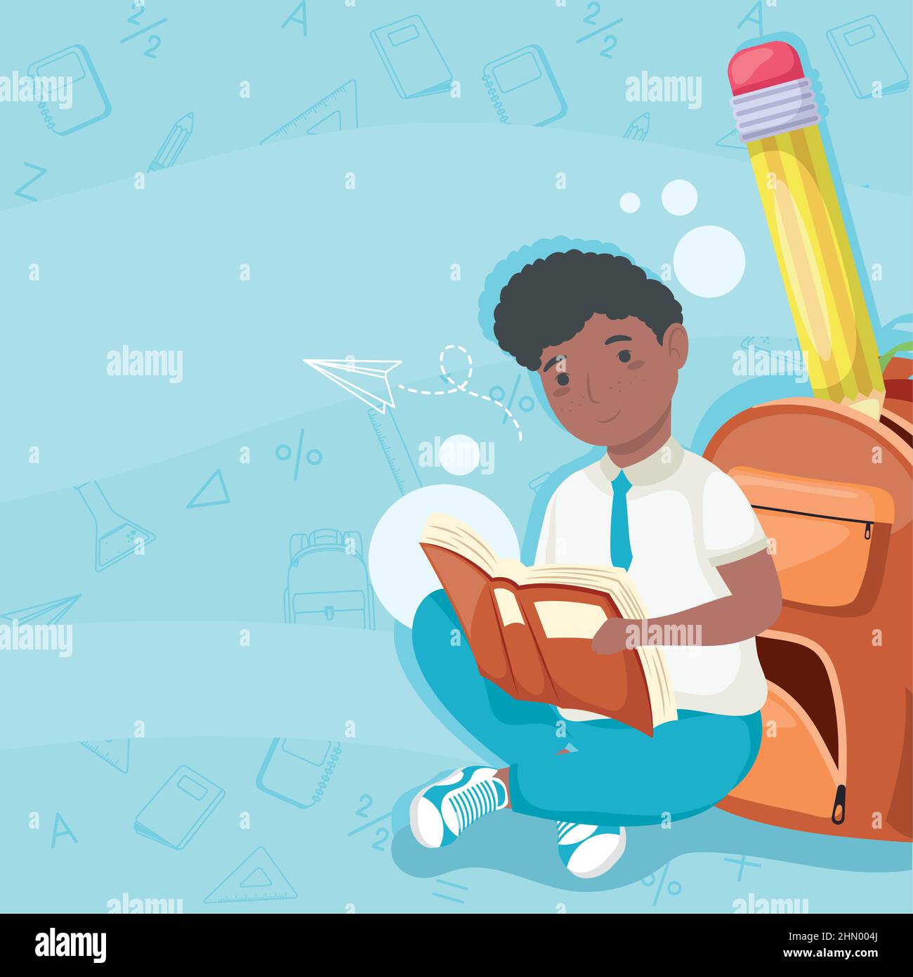 Boy classroom book bag Stock Vector Images - Alamy