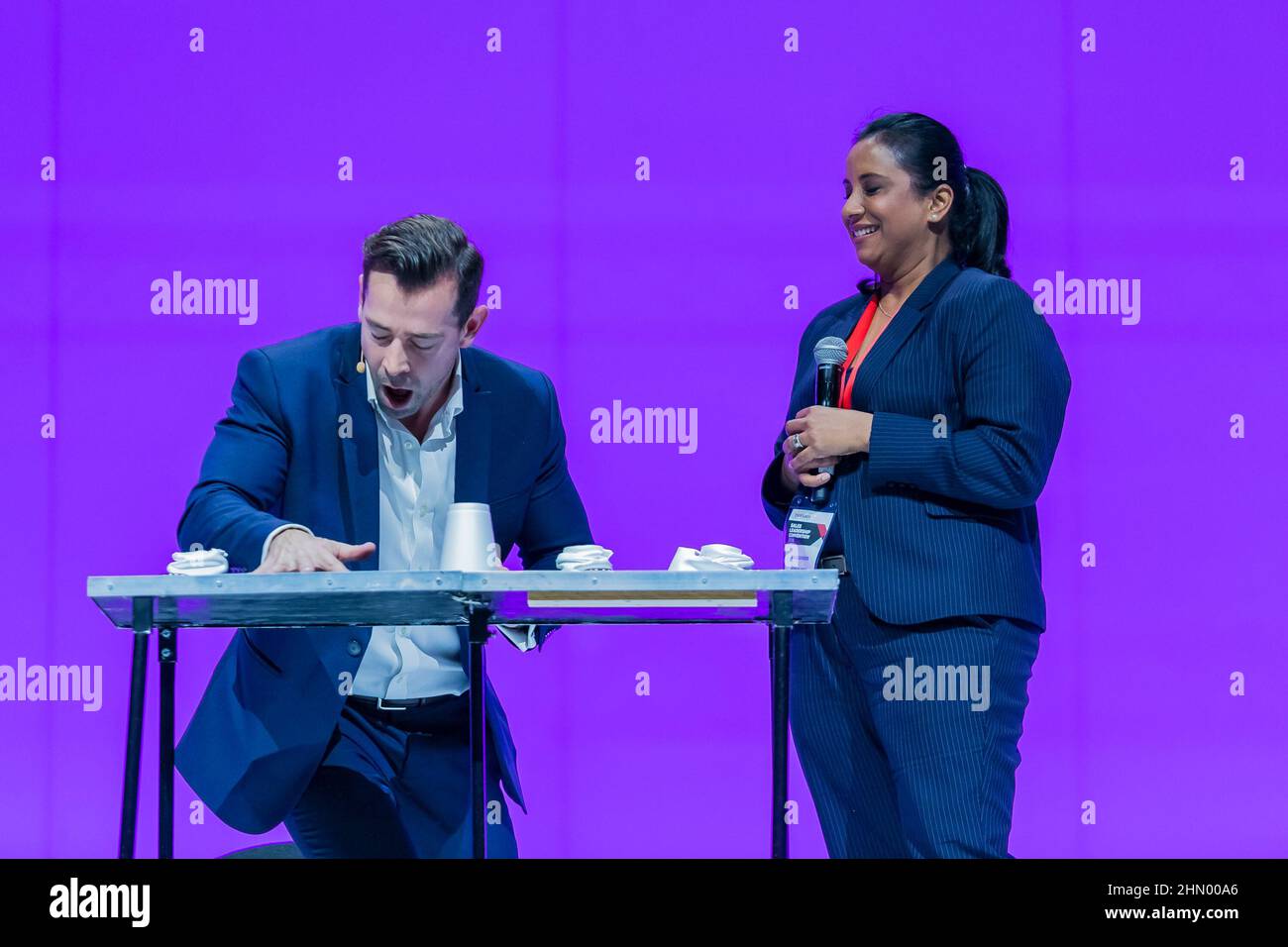 Celebrity Mentalist Gilan Gork on stage at Think Sales Convention in ...