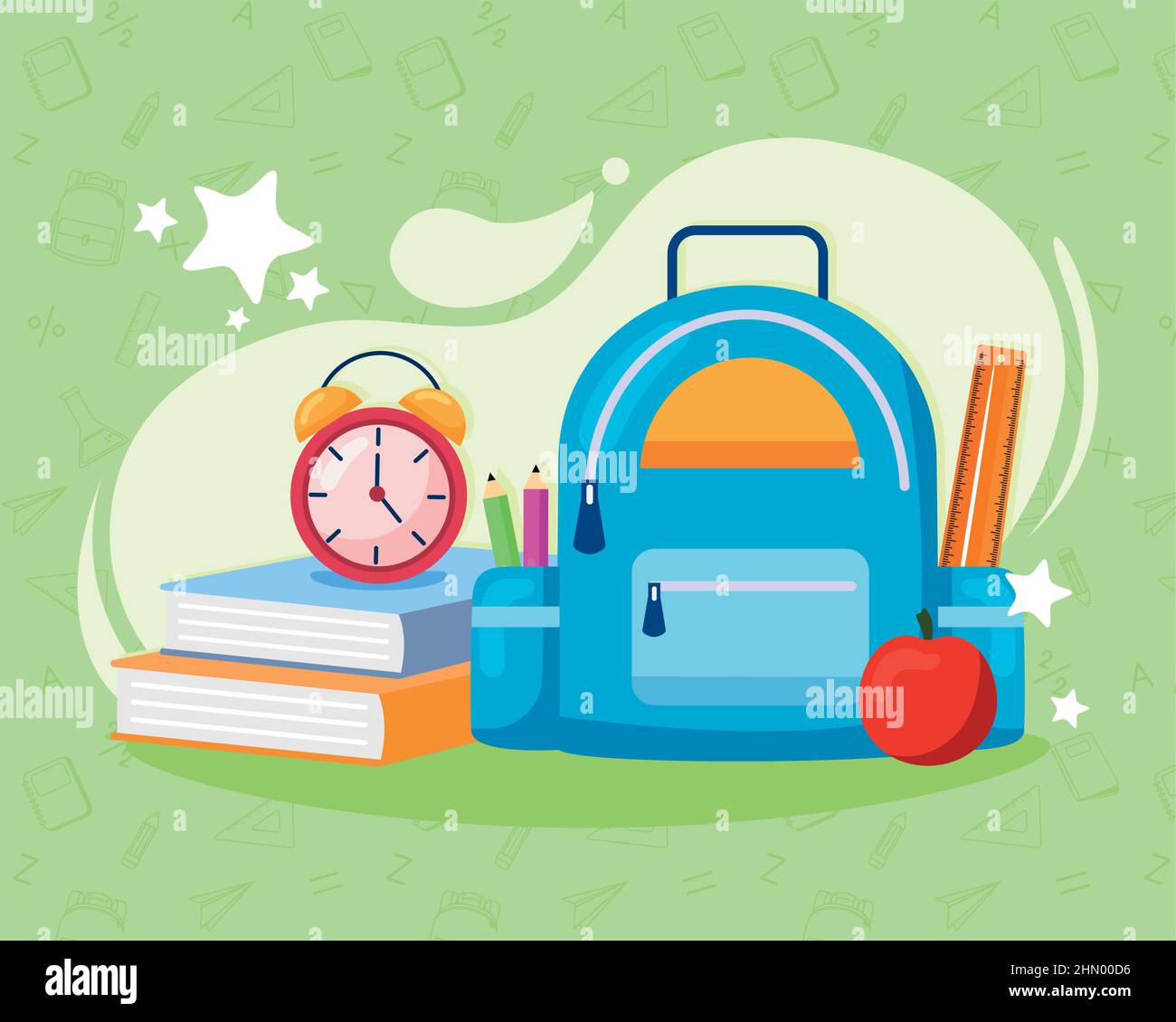 books and bag on green background Stock Vector Image & Art - Alamy