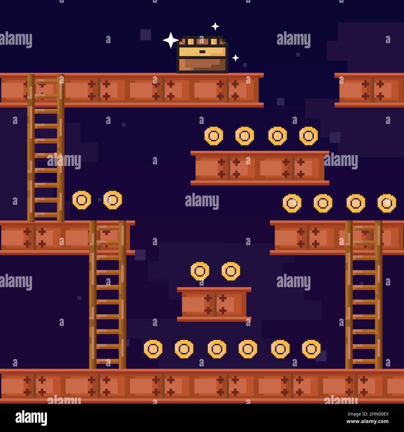 pixelated level video game with coins Stock Vector Image & Art - Alamy