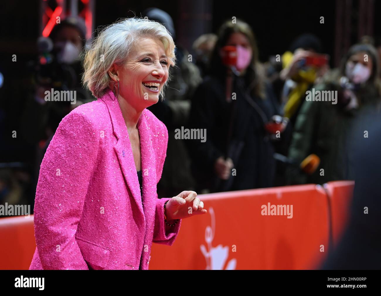 Berlin, Germany. 12th Feb, 2022. Actress Emma Thompson arrives for the ...