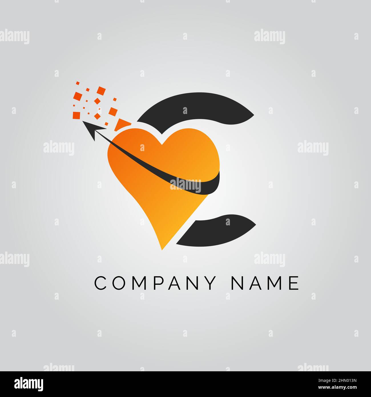 Initial letter C logo with creative love sign biotech typography vector ...