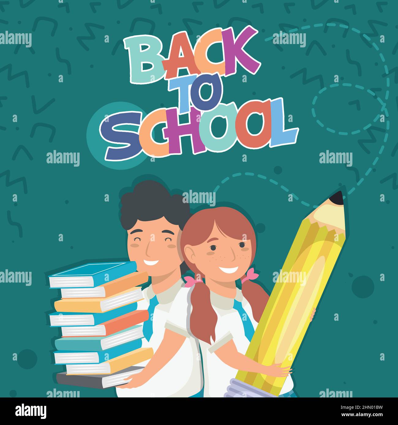 back school, boy and girl with books Stock Vector Image & Art - Alamy