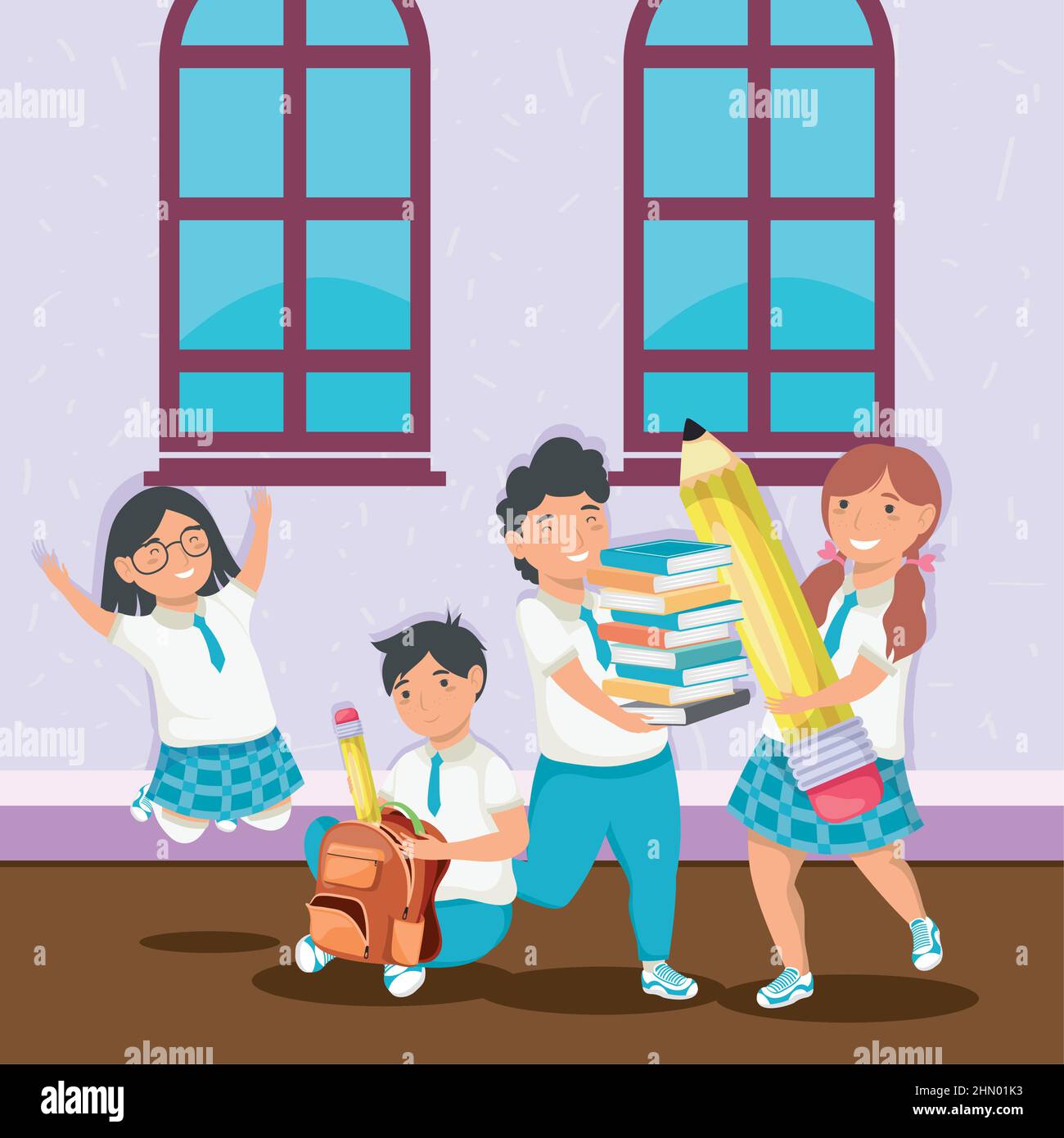 Students, books, bag Stock Vector Images - Alamy