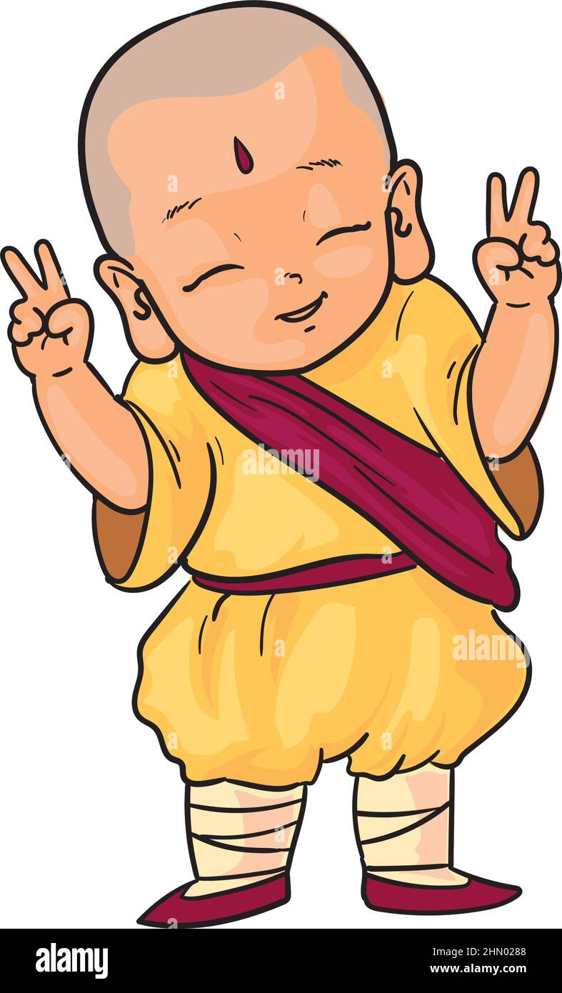 monk making peace symbol over white Stock Vector Image & Art - Alamy