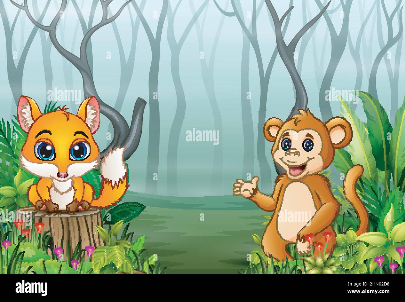 Fox in bush Stock Vector Images - Alamy