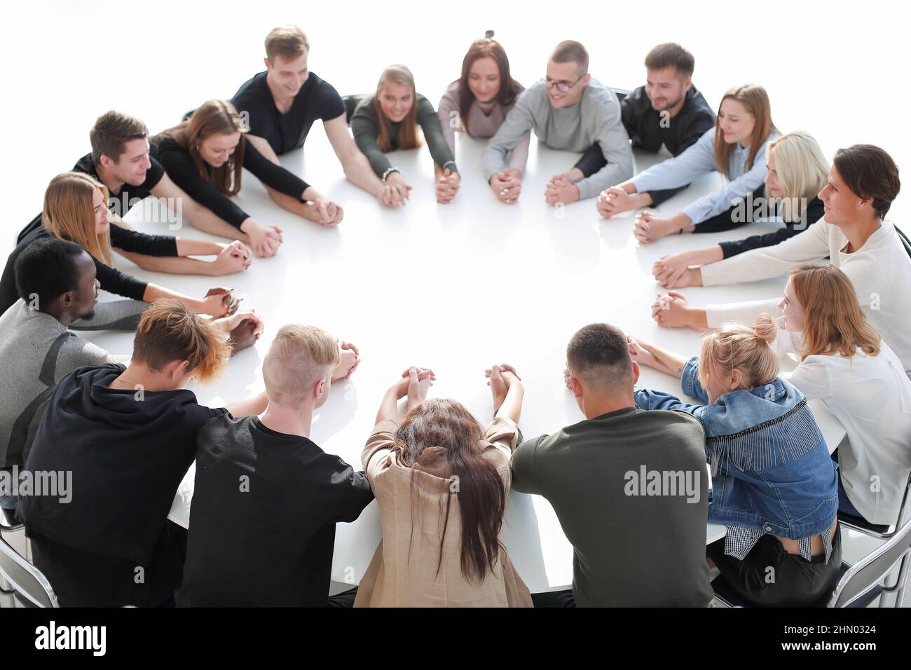 group of young people showing their unity . photo with copy space Stock ...