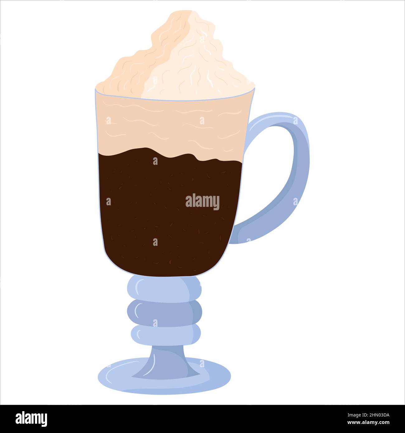 Cartoon illustration with irish coffee with cream. Vector hand drawn ...