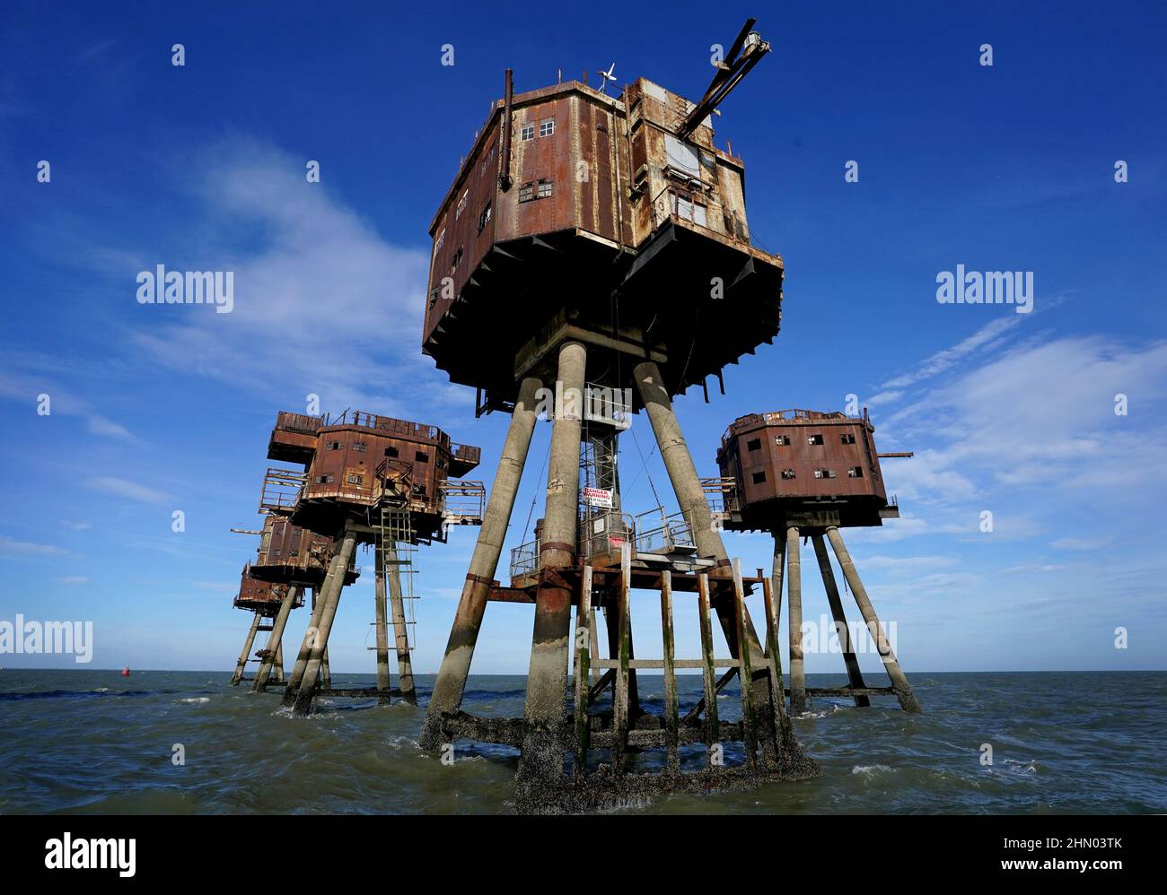 The Red Sands sea fort in the Thames Estuary, one of four sea forts ...