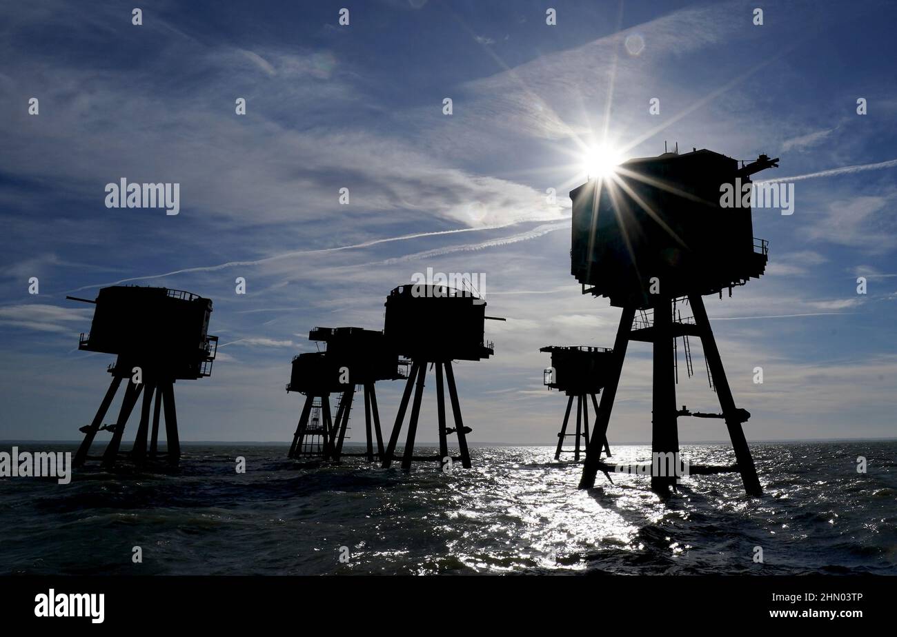 The Red Sands sea fort in the Thames Estuary, one of four sea forts ...