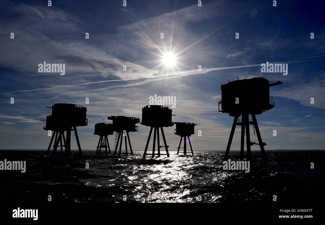 The Red Sands sea fort in the Thames Estuary, one of four sea forts ...