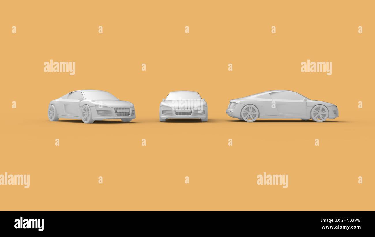 3D rendering of a luxury sedan sports race car blank template model ...