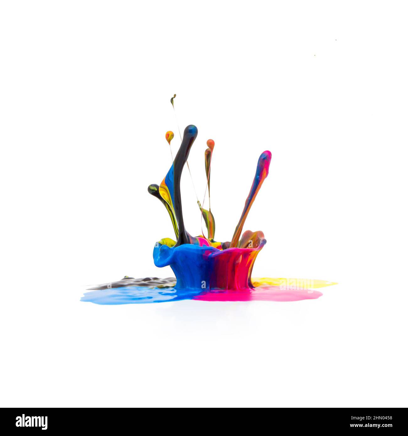 CMYK paint splash colors isolated on white Stock Photo - Alamy