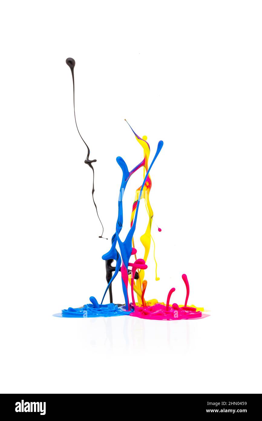 CMYK paint colors splashing Stock Photo - Alamy