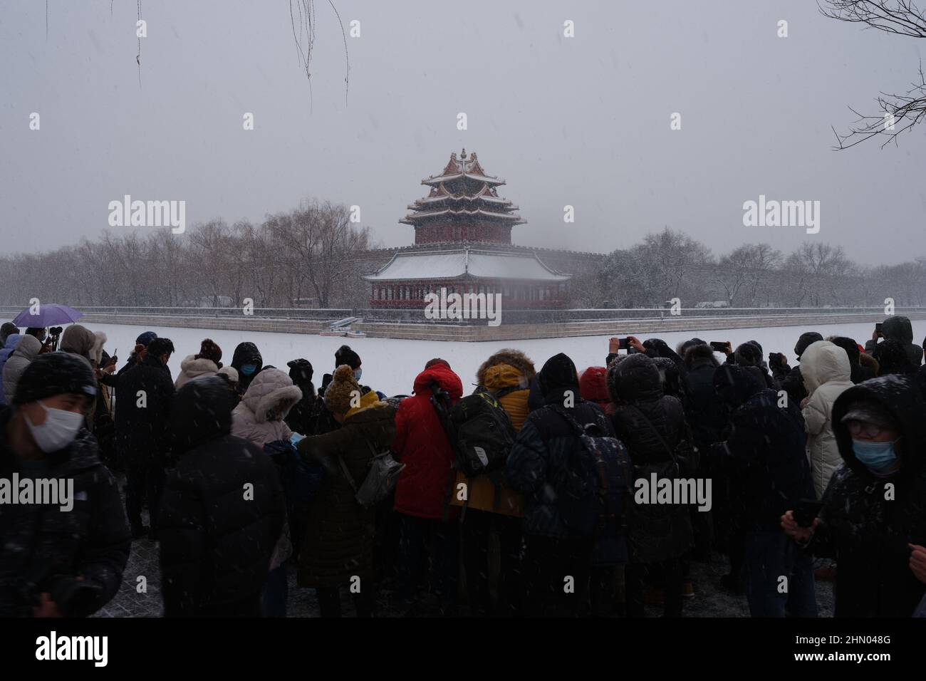 BEIJING, CHINA - FEBRUARY 13, 2022 - Tourists take photos of snow in ...