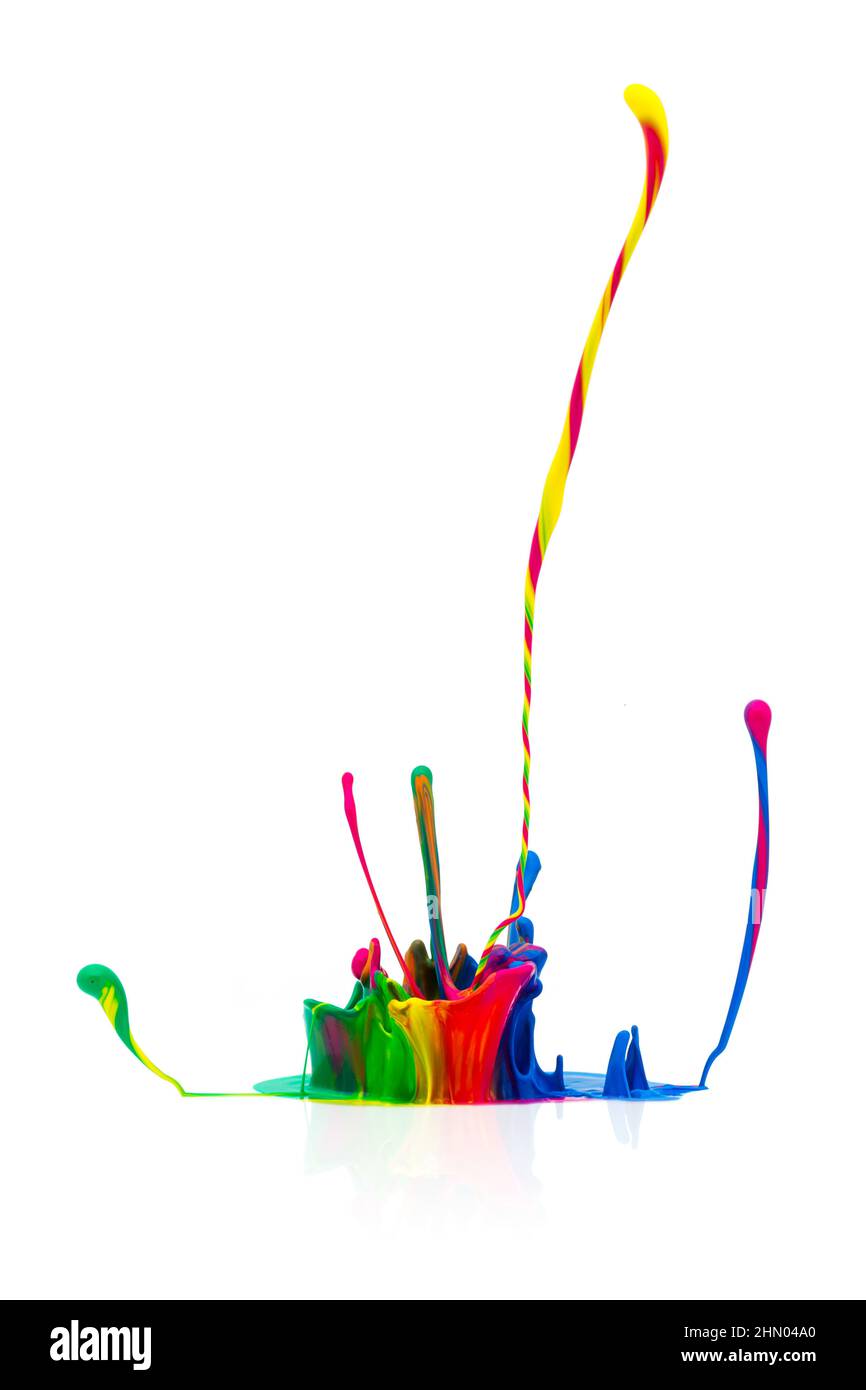 Colorful paint splash isolated on white Stock Photo - Alamy