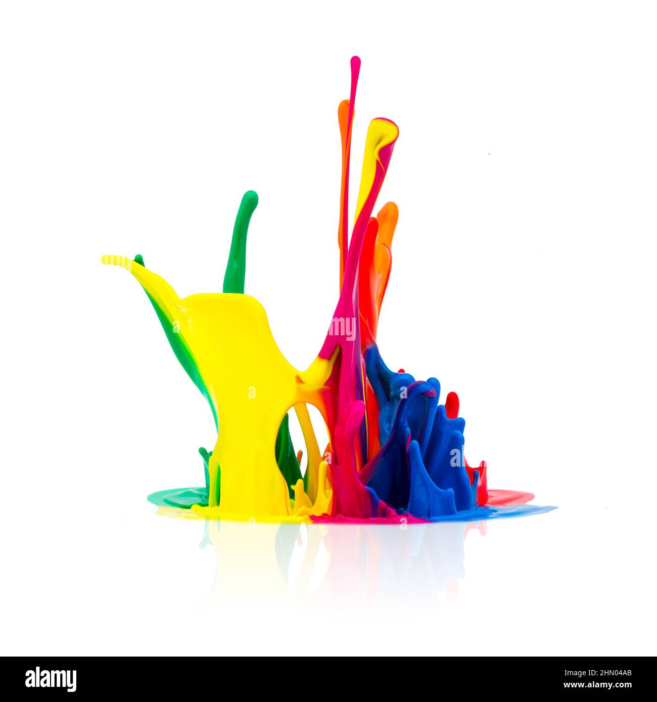 Colorful paint splashing isolated on white Stock Photo - Alamy