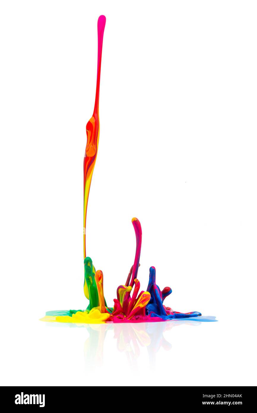 Colorful paint splashing on white Stock Photo - Alamy