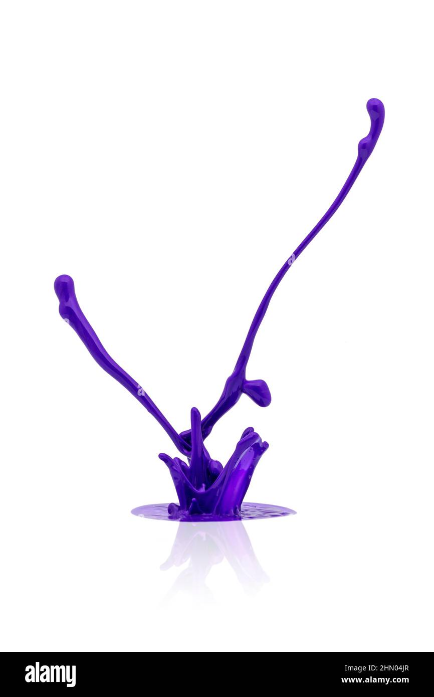 purple paint splashing isolated on white Stock Photo - Alamy
