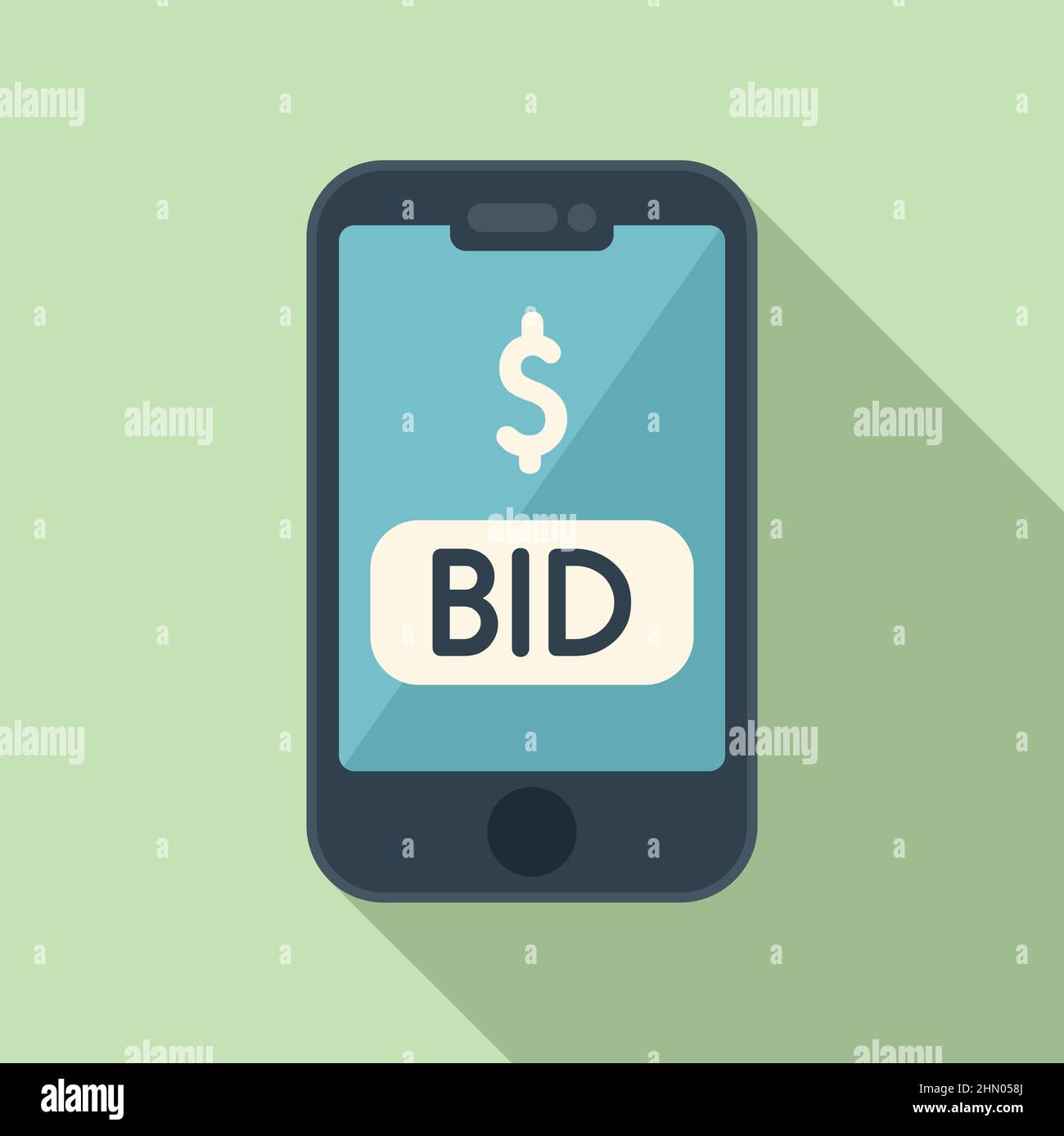 Smartphone auction bid icon flat vector. Bidder process Stock Vector ...