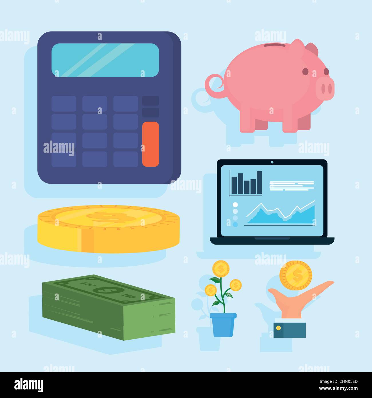 set of seven business items Stock Vector Image & Art - Alamy