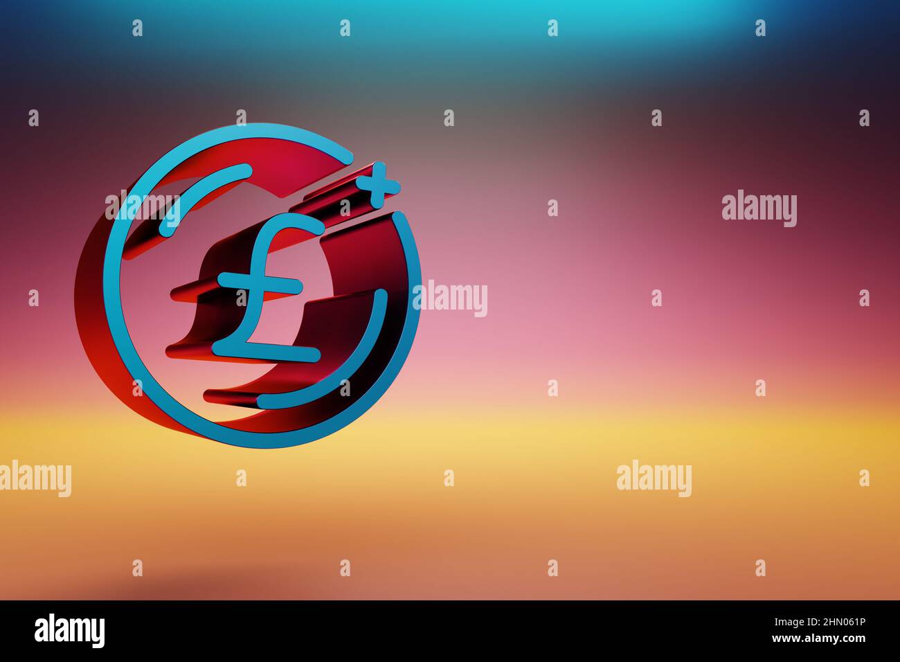 Beautiful blue-red Pound Coin symbol icons on multicolor bright ...