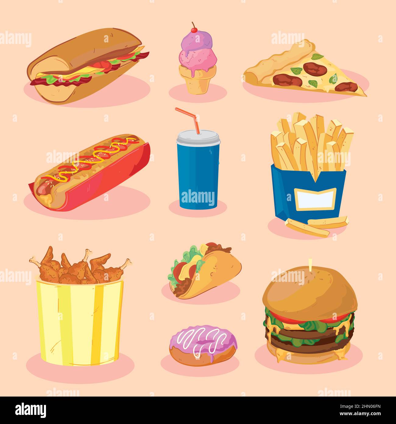 set of ten fast food plates Stock Vector Image & Art - Alamy