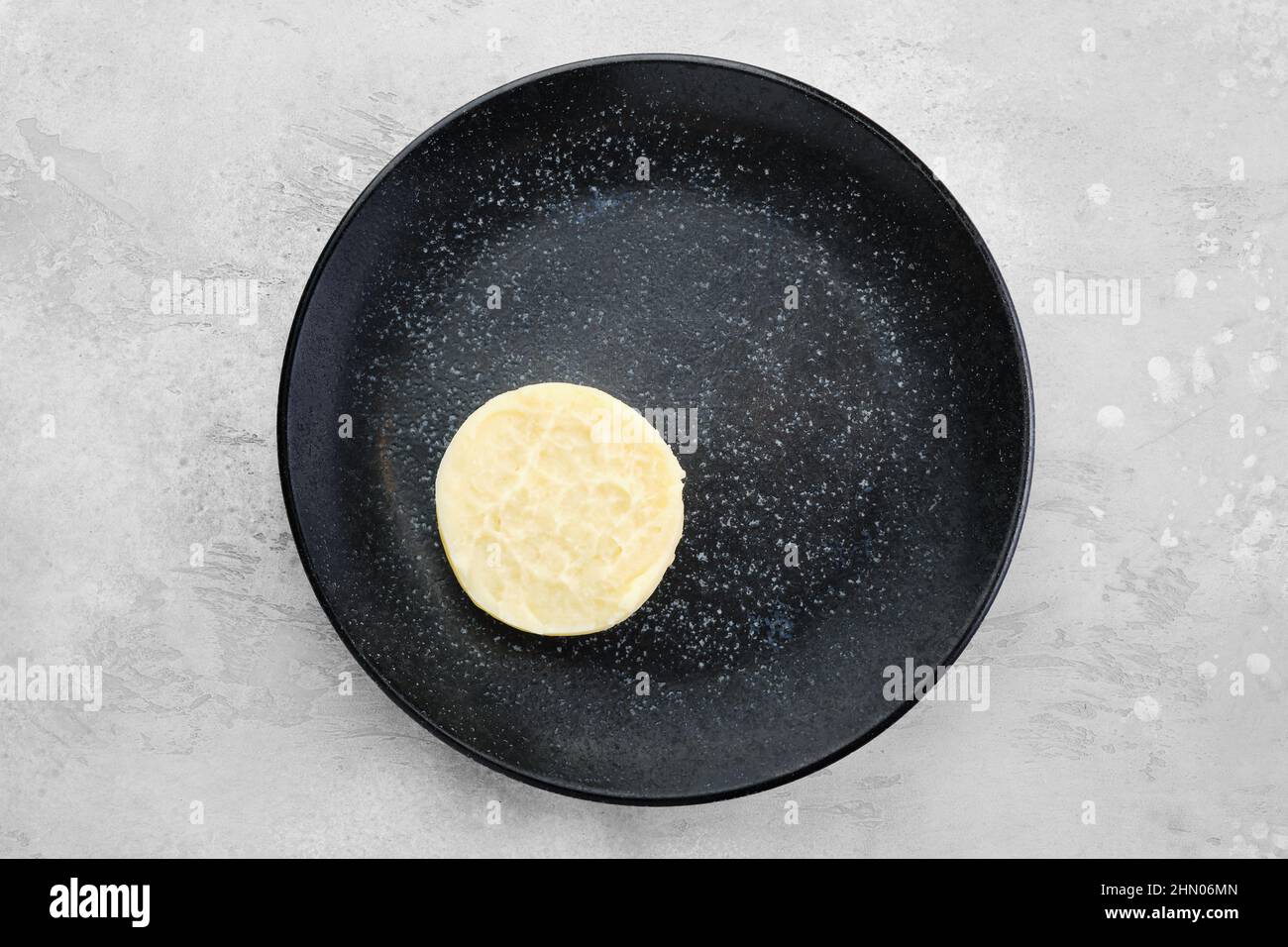 Garnish to the main dish - portion of mashed potato, top view Stock ...