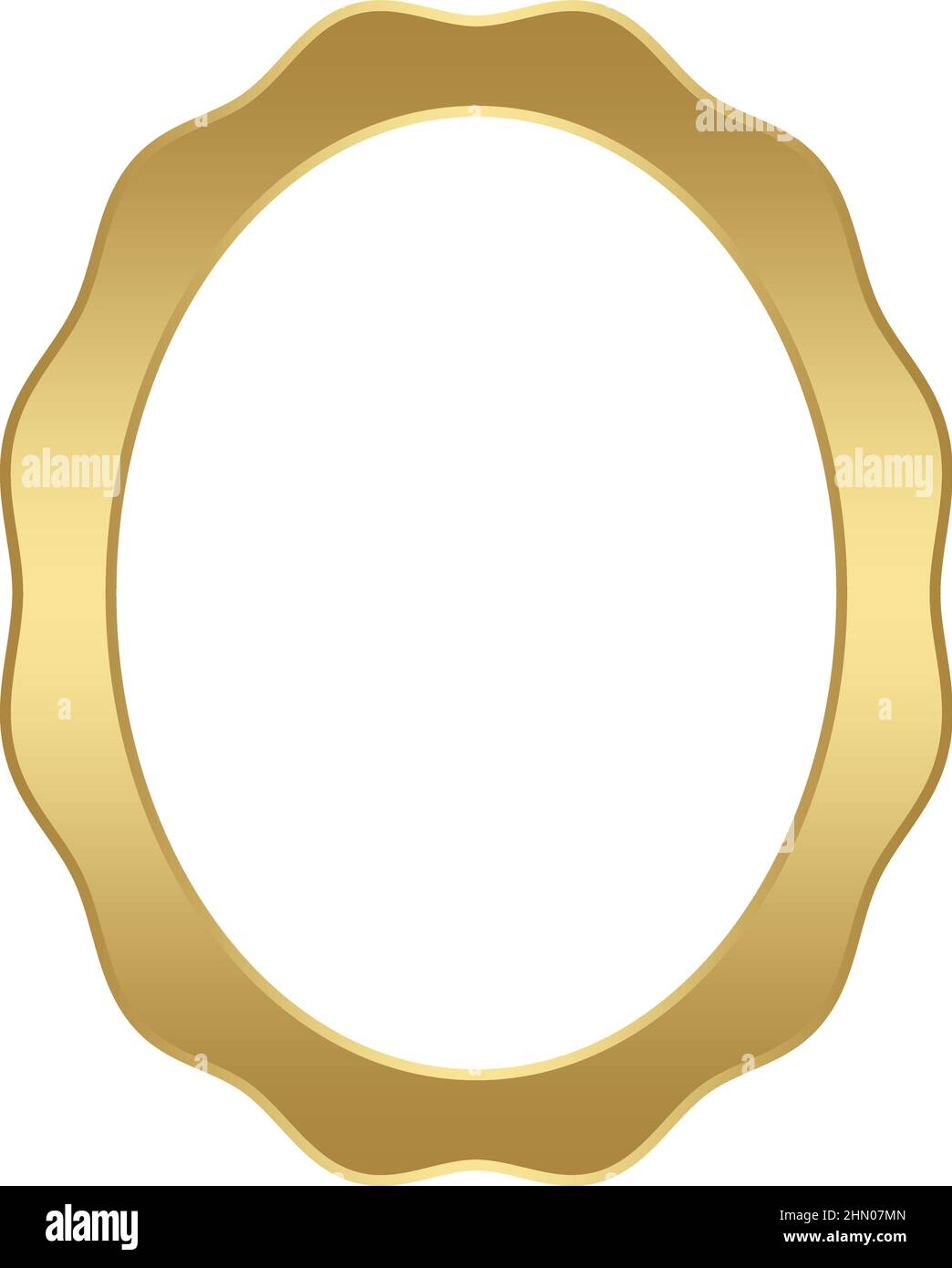 Gold frame. Oval Waved picture border vector on white isolated back ...