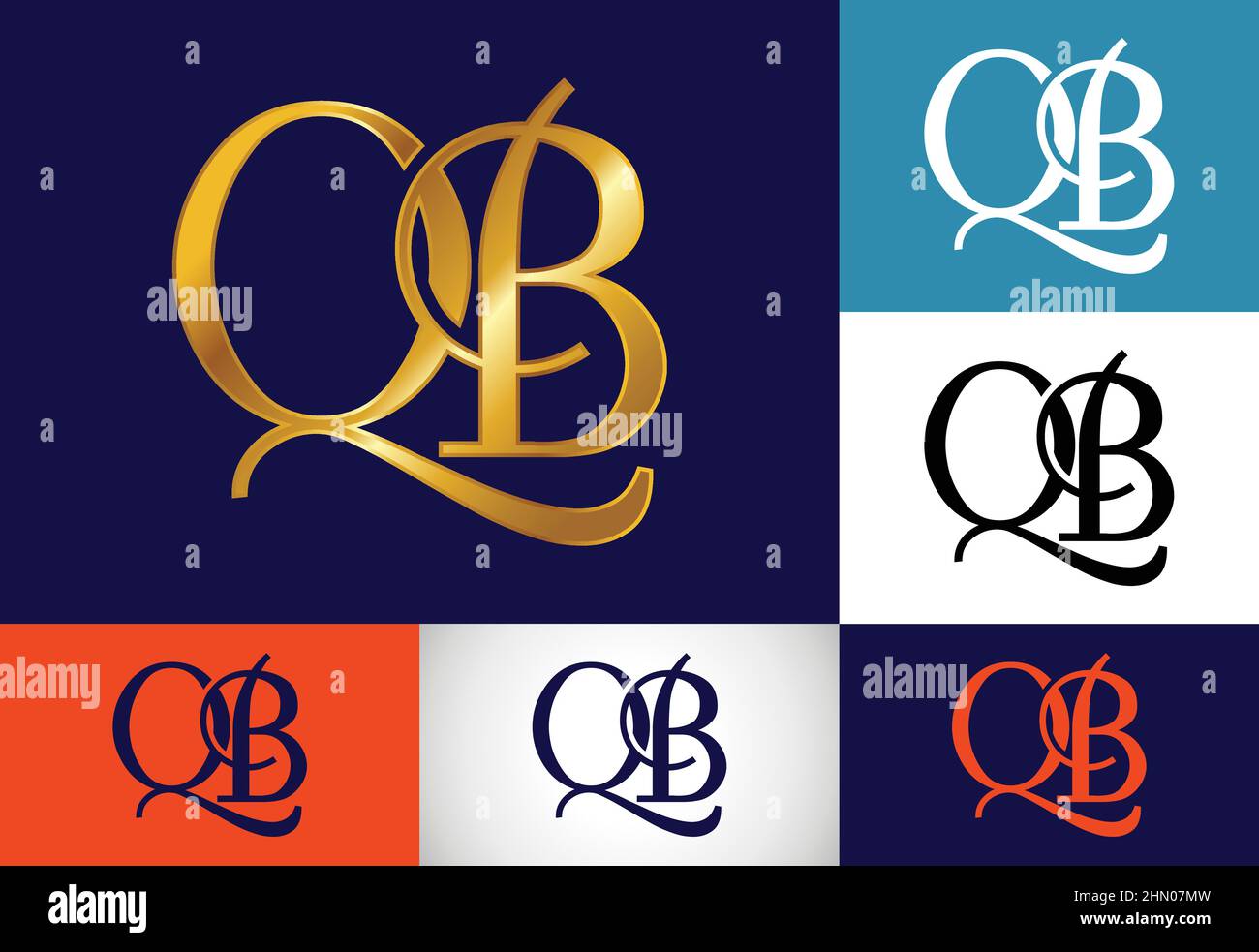 Initial Monogram Letter Q B Logo Design Vector Template. QB Letter Logo ...