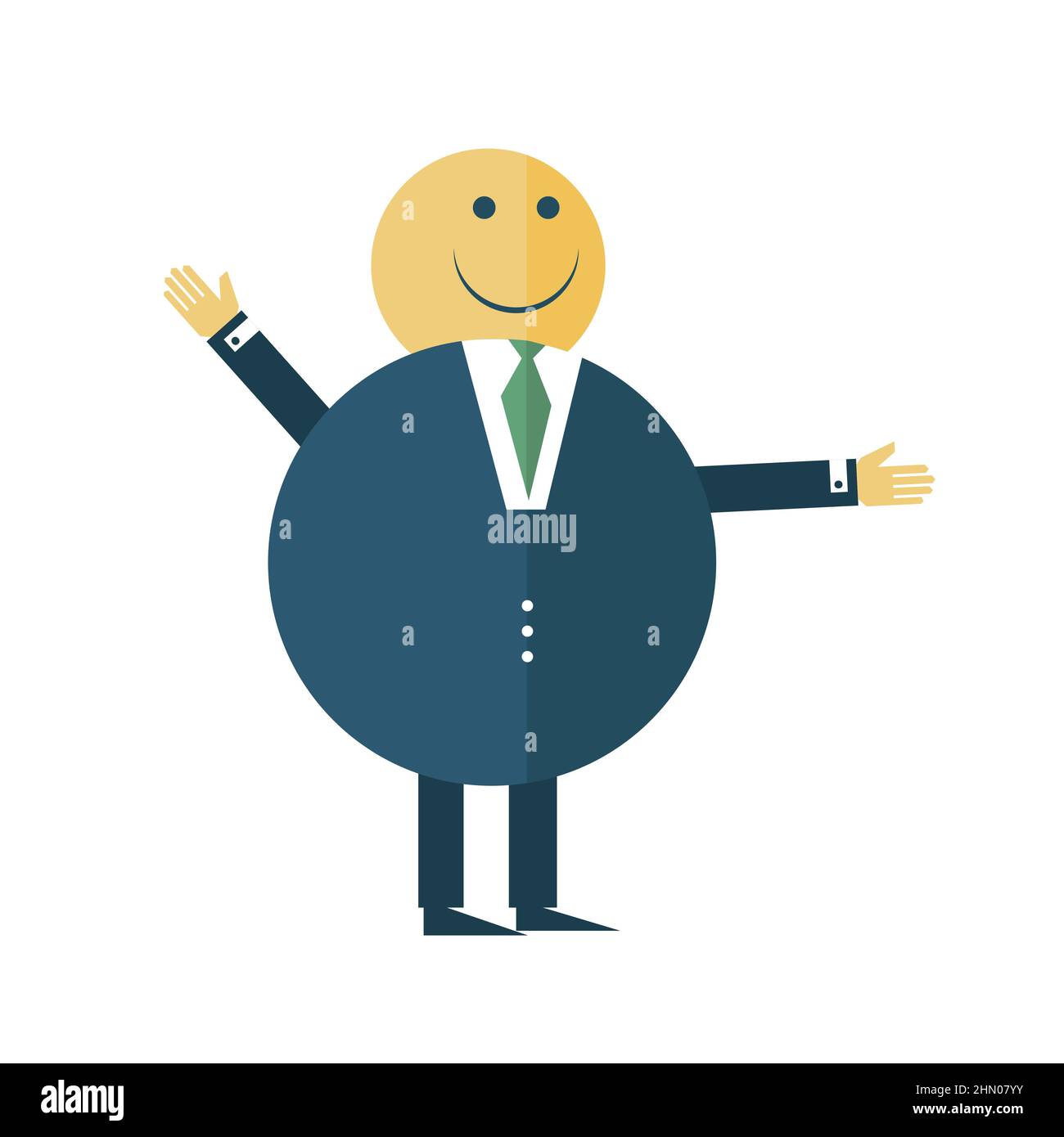 Cartoon character illustration of fat happy businessman - round shape ...