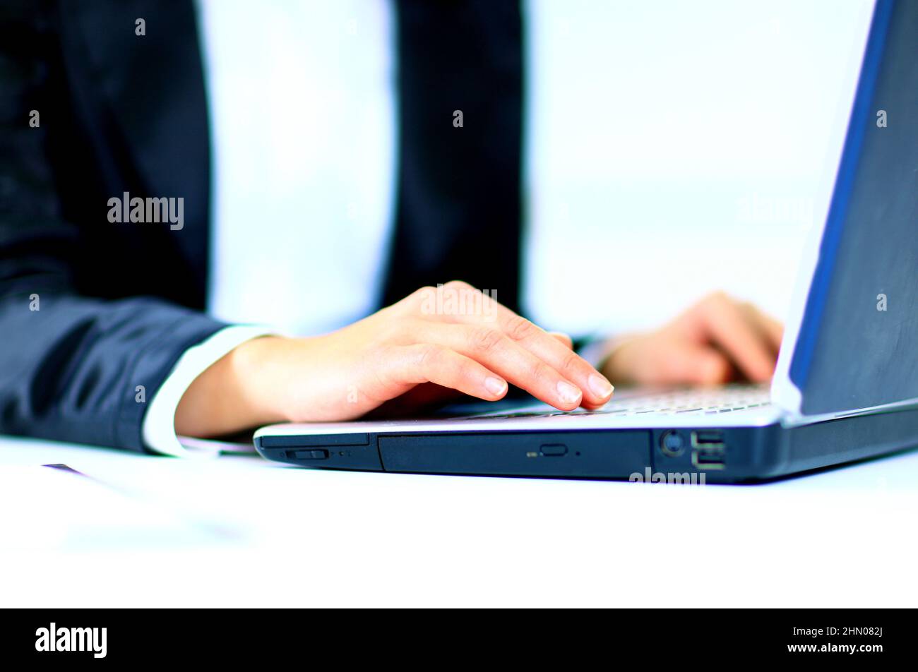 Women's hands on the keyboard of my laptop in the office Stock Photo ...