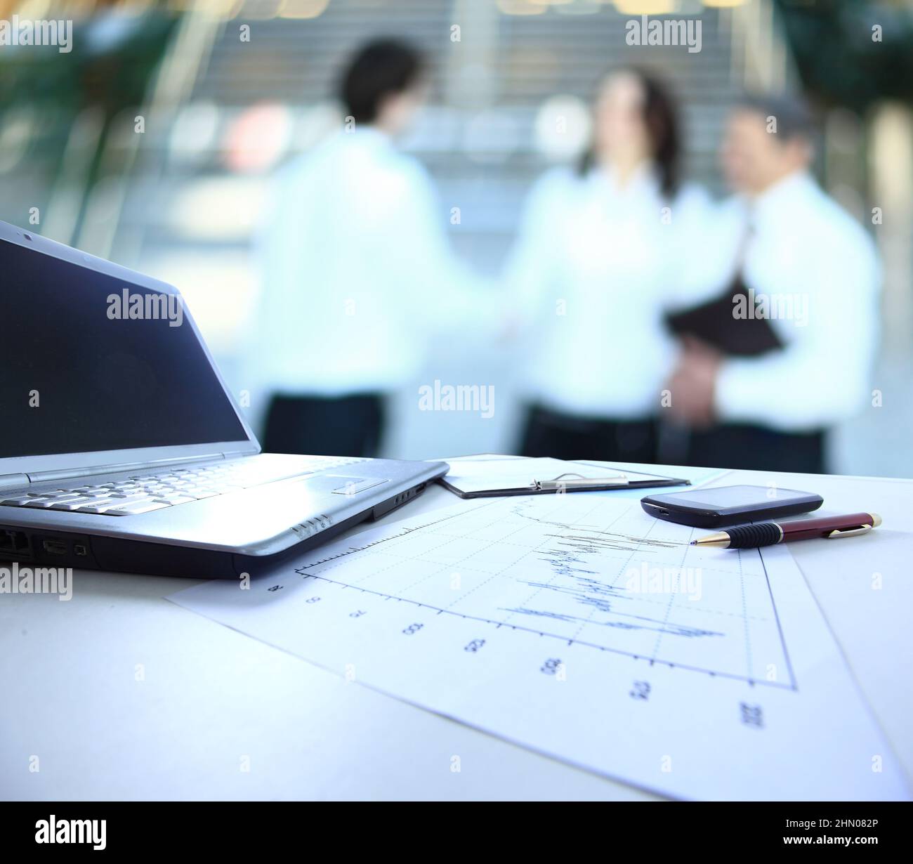 Graphs, charts, business table. The workplace of business people Stock ...