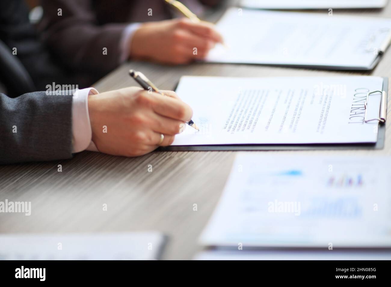 Business young people in the job interview, signed an employment ...