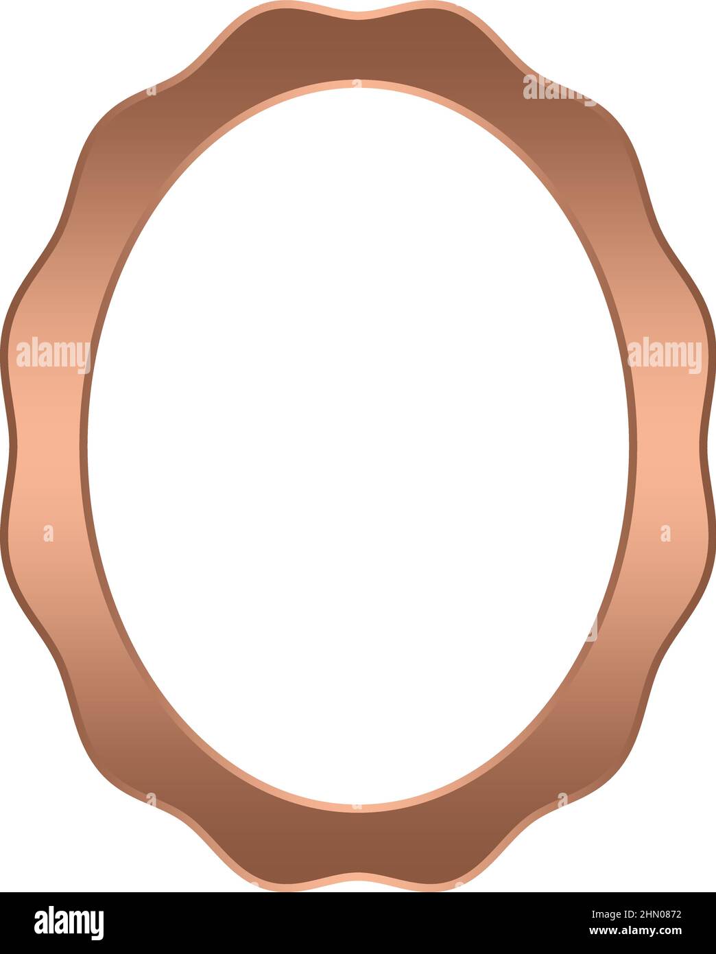 Bronze frame. Oval Waved picture border vector on white isolated back ...