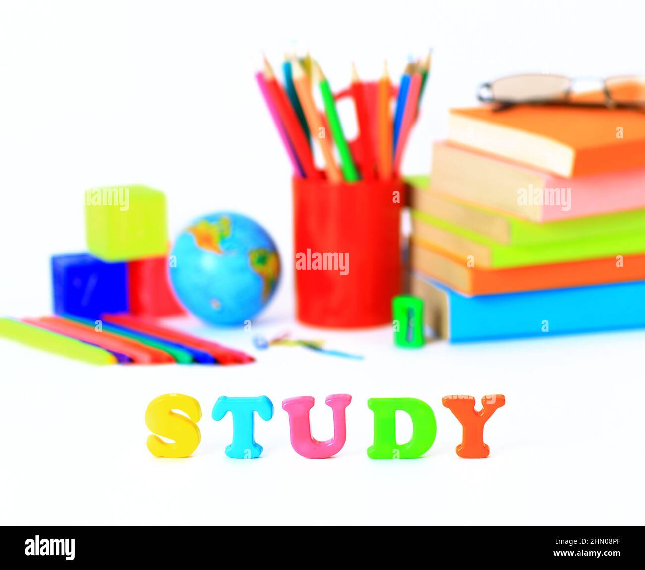 School supplies. The main word Stock Photo - Alamy