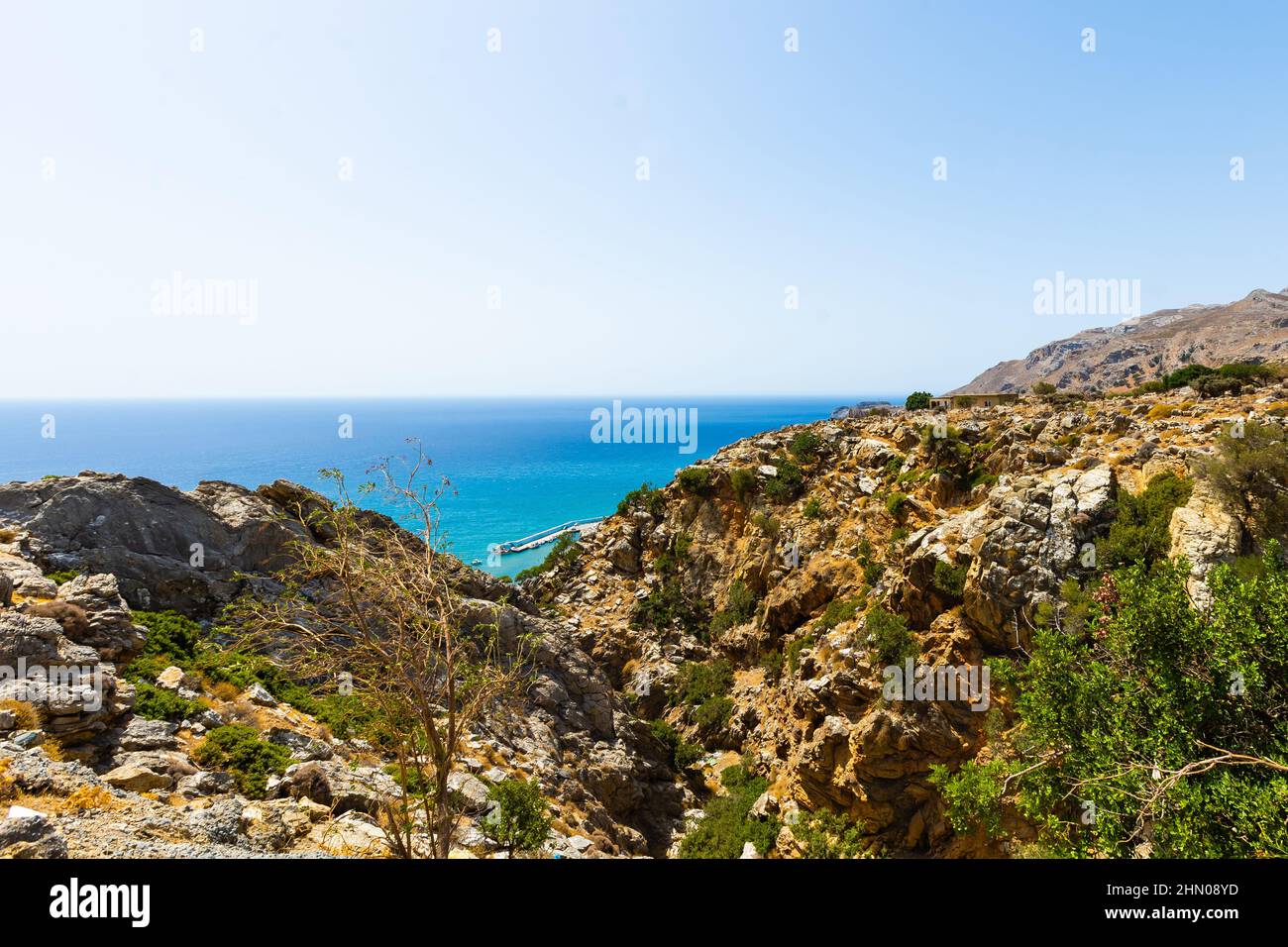 The beach with sea in Southern Crete, Greece Stock Photo - Alamy