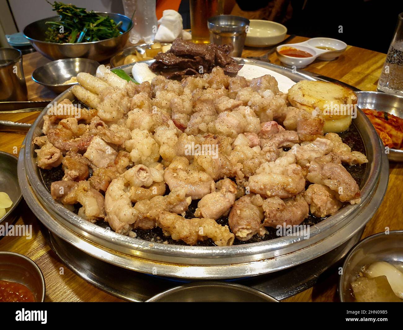 Gopchang-gui, Korean barbecue-style beef tripe grilled over hot coals ...