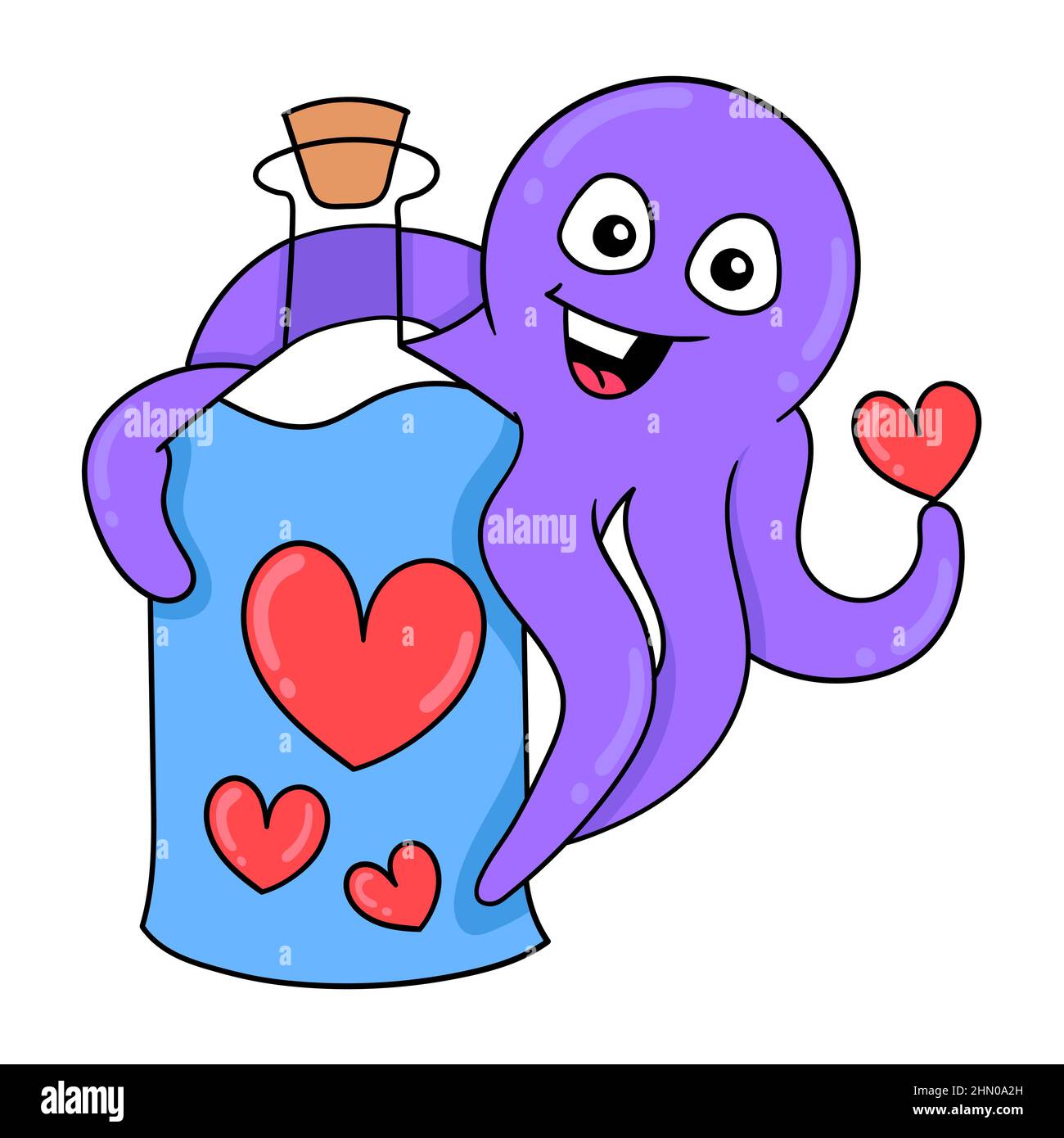 purple octopus hugging a bottle filled Stock Vector Image & Art - Alamy