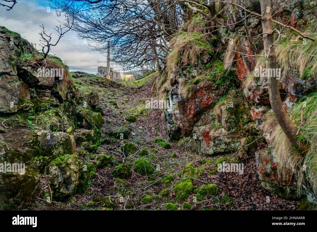 Ancient wide opencut on a mineral vein remaining from 18th Century lead ...